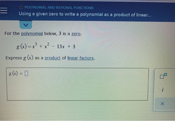 Solved O POLYNOMIAL AND RATIONAL FUNCTIONS Using a given | Chegg.com