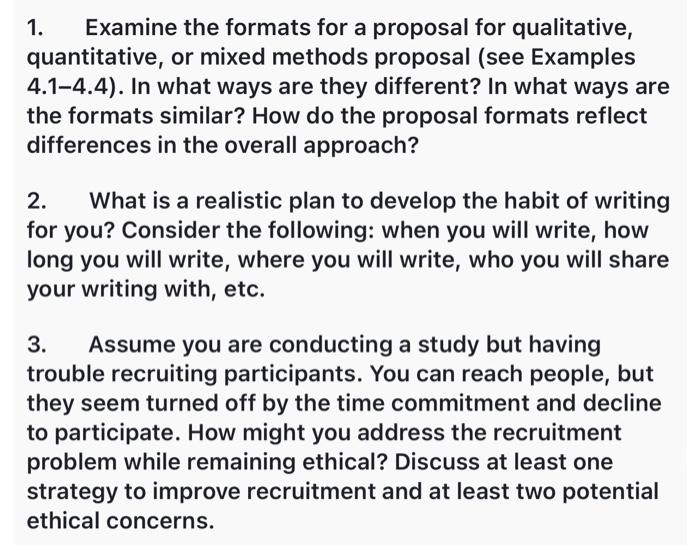 Solved 1. Examine the formats for a proposal for | Chegg.com