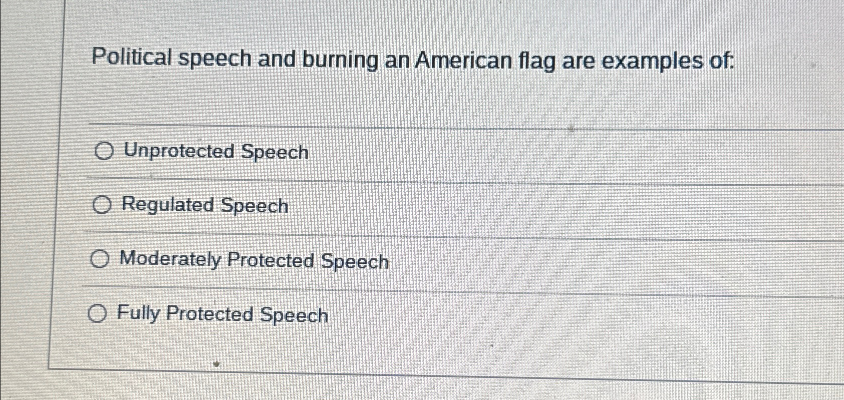 Solved Political speech and burning an American flag are | Chegg.com
