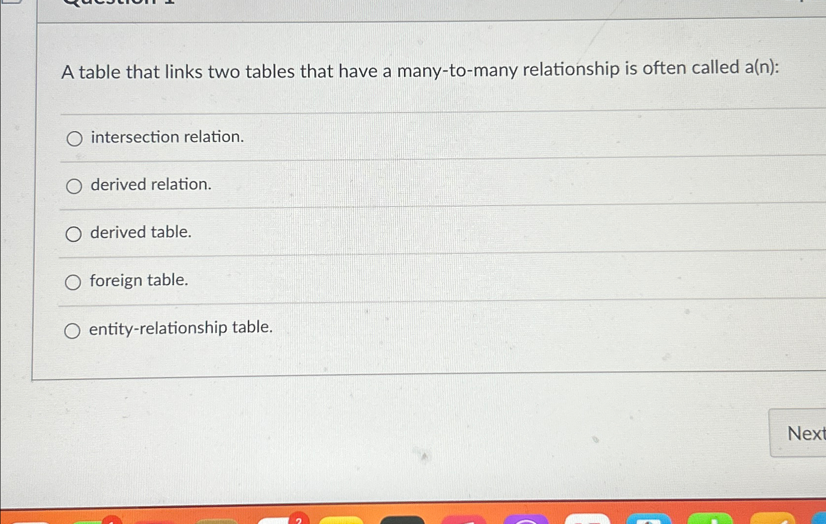 Solved A table that links two tables that have a | Chegg.com