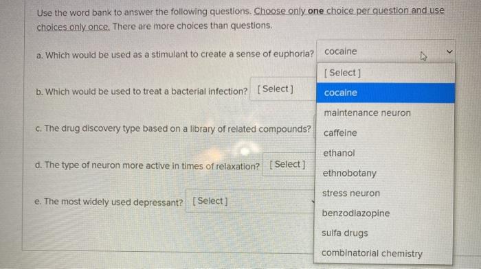 Solved Use the word bank to answer the following questions. | Chegg.com