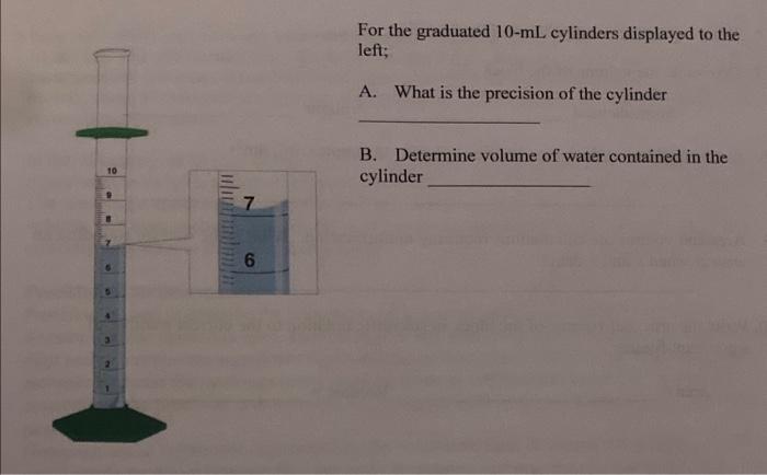Solved For the graduated 10 -mL cylinders displayed to the | Chegg.com