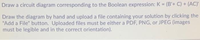 Solved Draw a circuit diagram corresponding to the Boolean | Chegg.com
