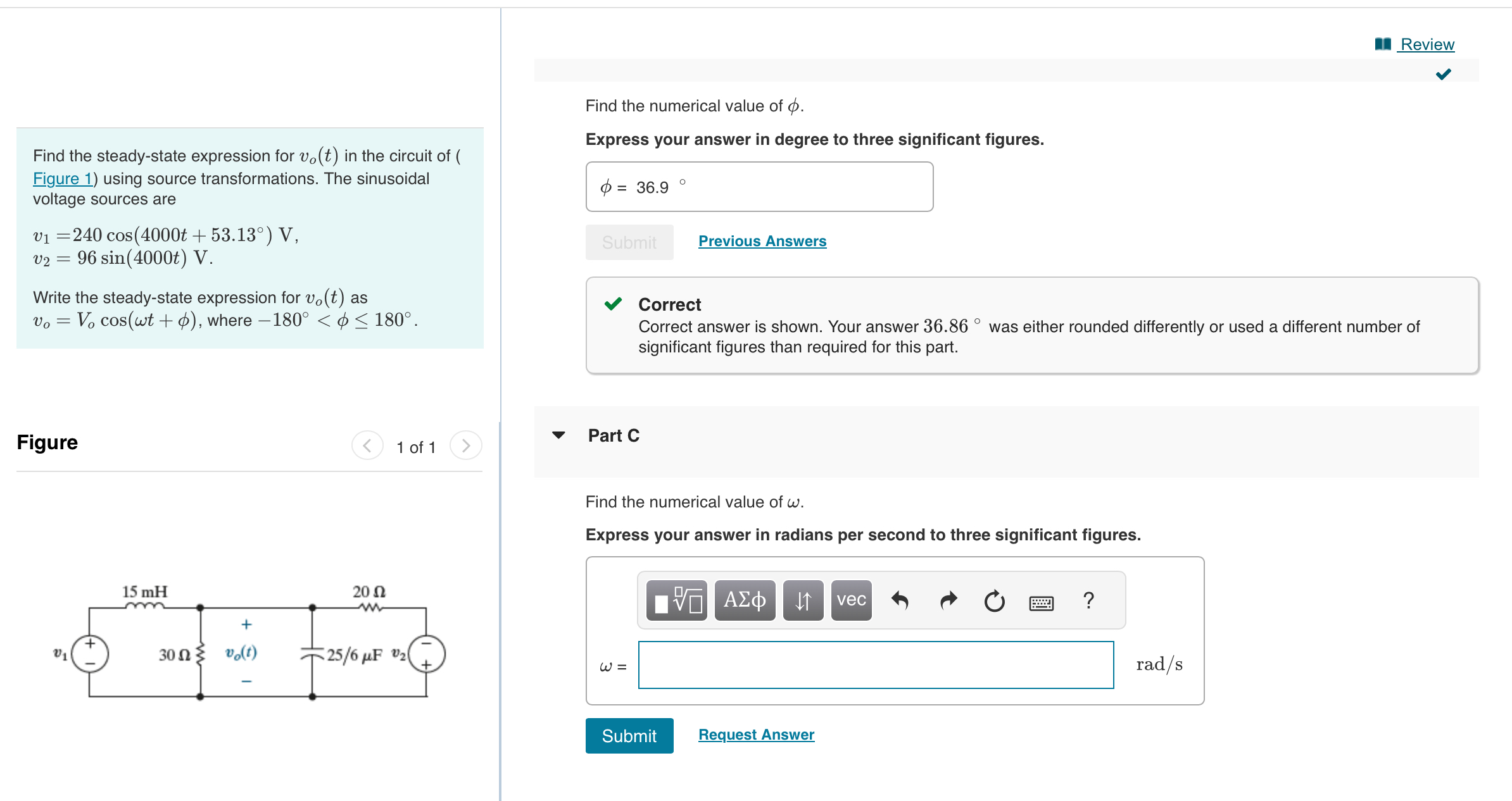 Solved ReviewFind the steady-state expression for vo(t) ﻿in | Chegg.com