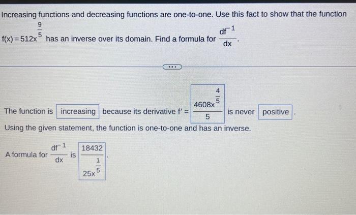 Solved Increasing Functions And Decreasing Functions Are 0891