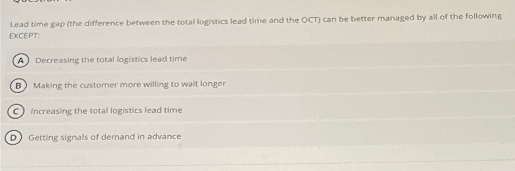 Solved Lead time gap (the difference between the total | Chegg.com