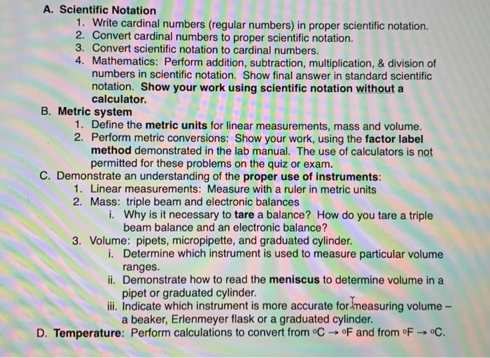 Solved A. Scientific Notation 1. Write cardinal numbers | Chegg.com