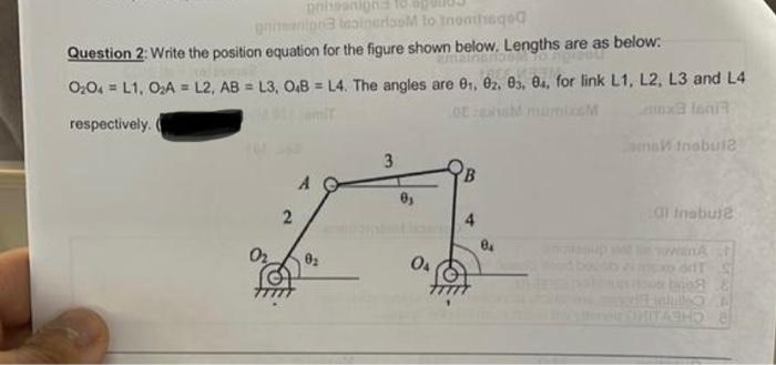 Solved Question 2: Write the position equation for the | Chegg.com