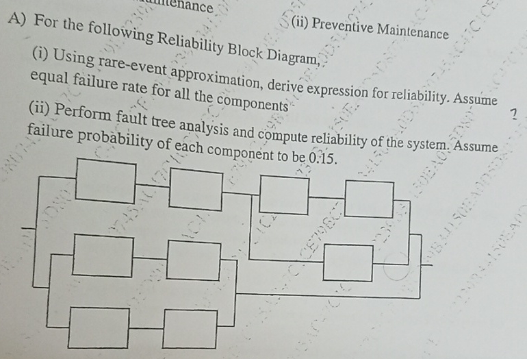 Solved A) ﻿For the following Reliability Block Diagram,(i) | Chegg.com
