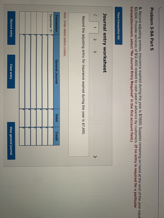 Solved ! Required information Problem 3-9A Complete the full | Chegg.com
