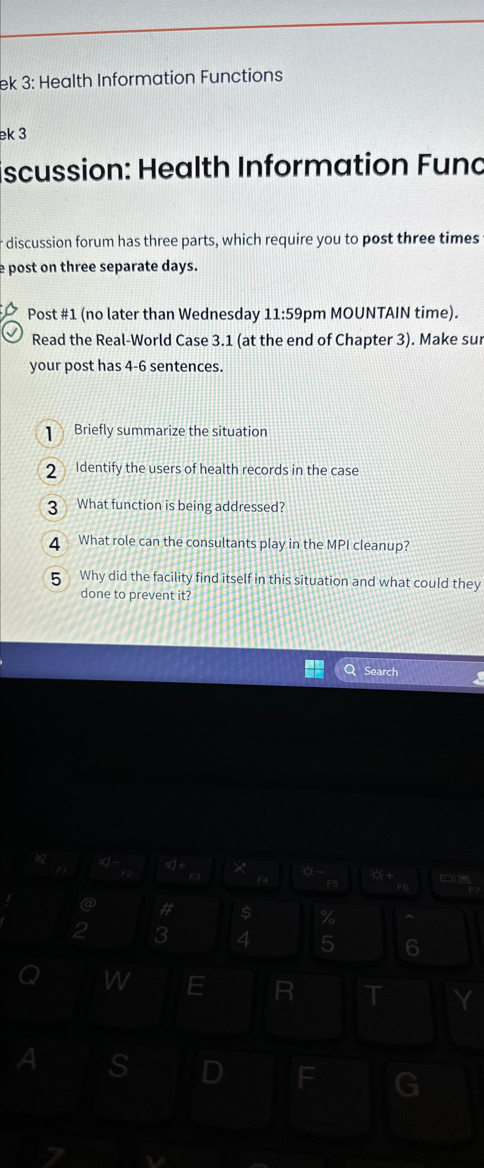 Solved ek 3: Health Information Functionsek 3scussion: | Chegg.com