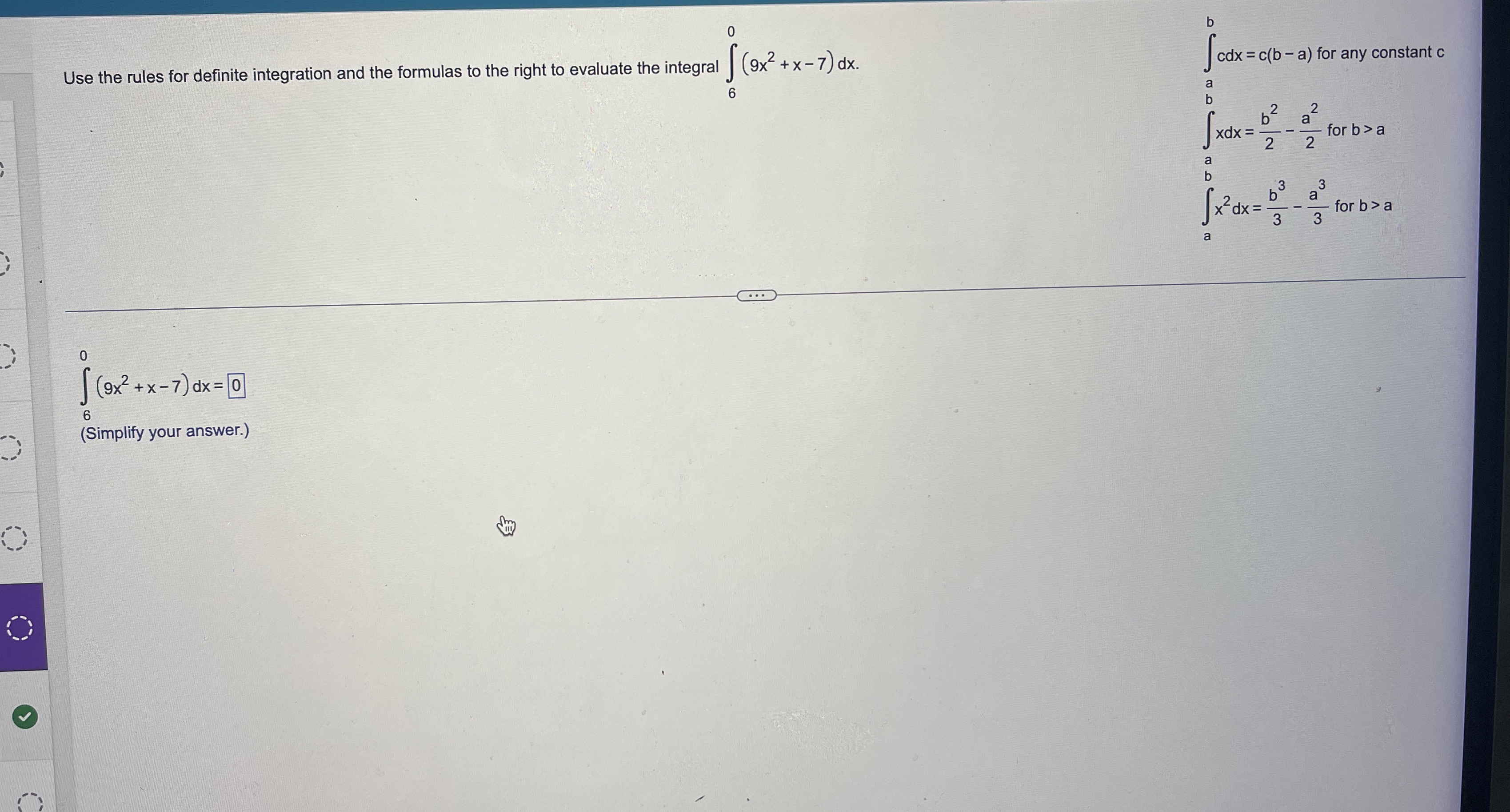 Solved Use the rules for definite integration and the | Chegg.com
