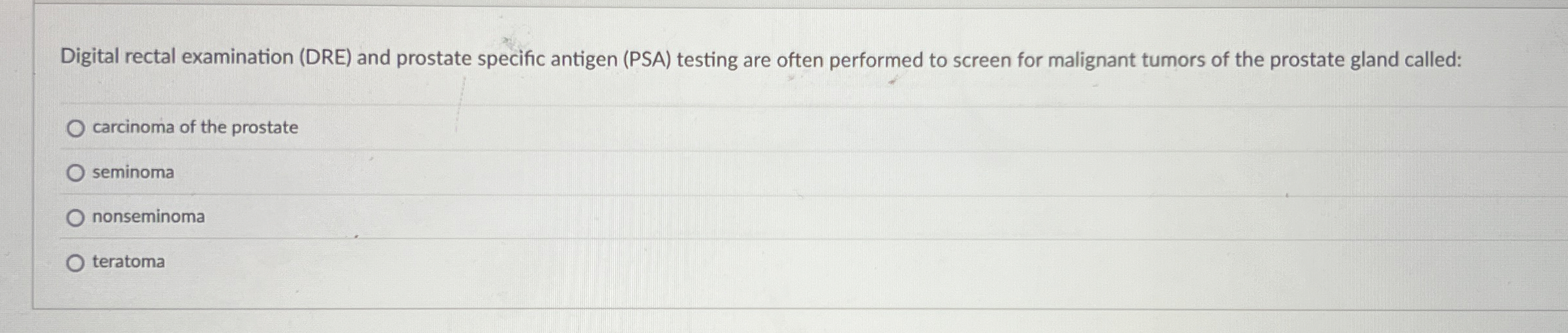 Solved Digital rectal examination (DRE) ﻿and prostate | Chegg.com