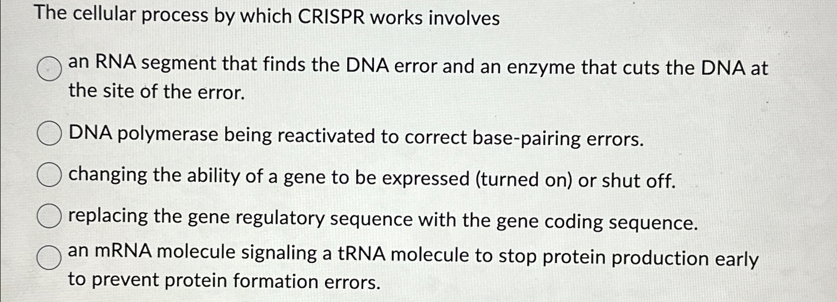 Solved The cellular process by which CRISPR works involvesan | Chegg.com