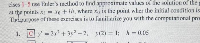 Solved cises 1-5 use Euler's method to find approximate | Chegg.com