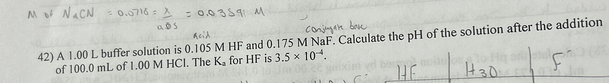 Solved A 1.00L ﻿buffer solution is 0.105MHF ﻿and 0.175MNaF. | Chegg.com