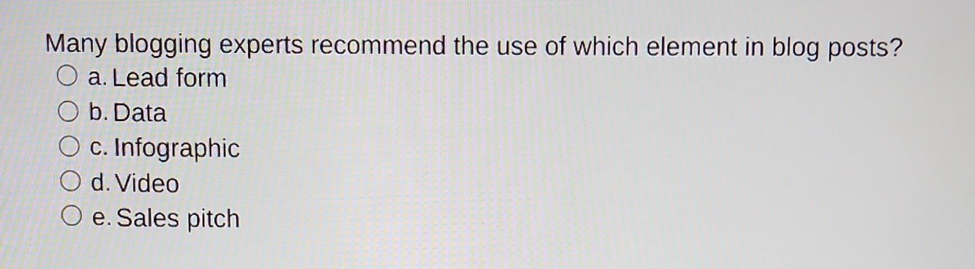 Solved Many blogging experts recommend the use of which | Chegg.com