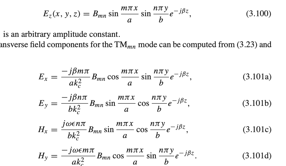 Solved derive equations (3.100) ﻿and (3.101) ﻿for TM modes. | Chegg.com