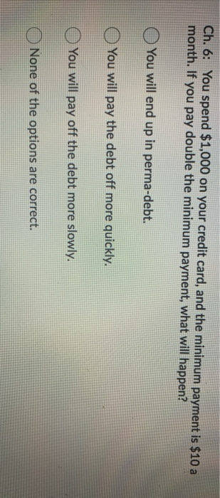 Solved Ch. 6: You spend $1,000 on your credit card, and the | Chegg.com