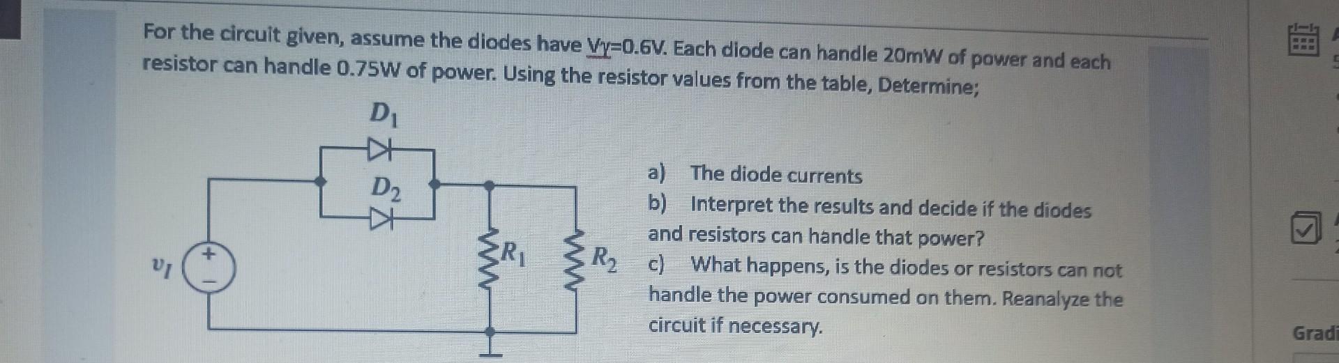 Solved For the circuit given, assume the diodes have v=0.6 | Chegg.com