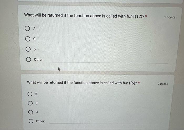 Solved What will be returned if the function above is called | Chegg.com