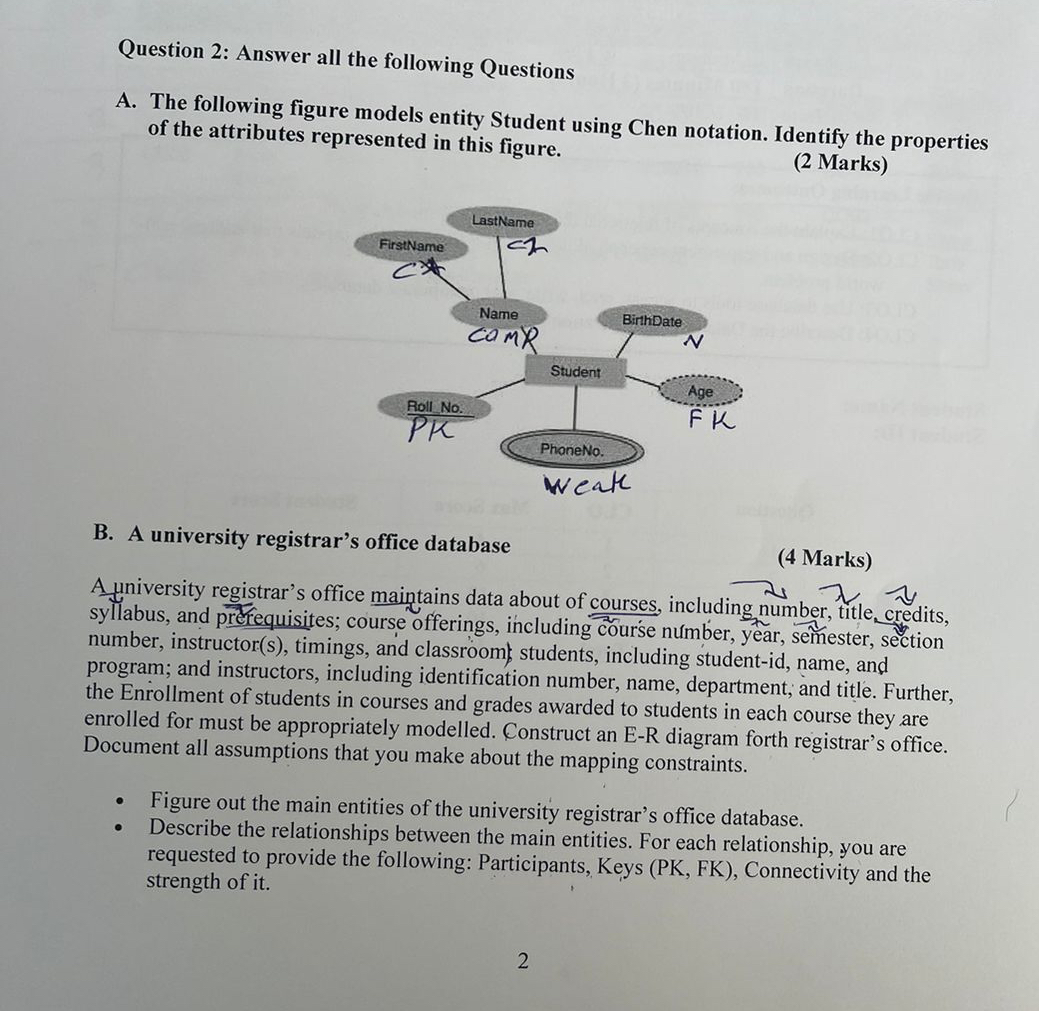 Solved Question 2: Answer all the following QuestionsA. ﻿The | Chegg.com