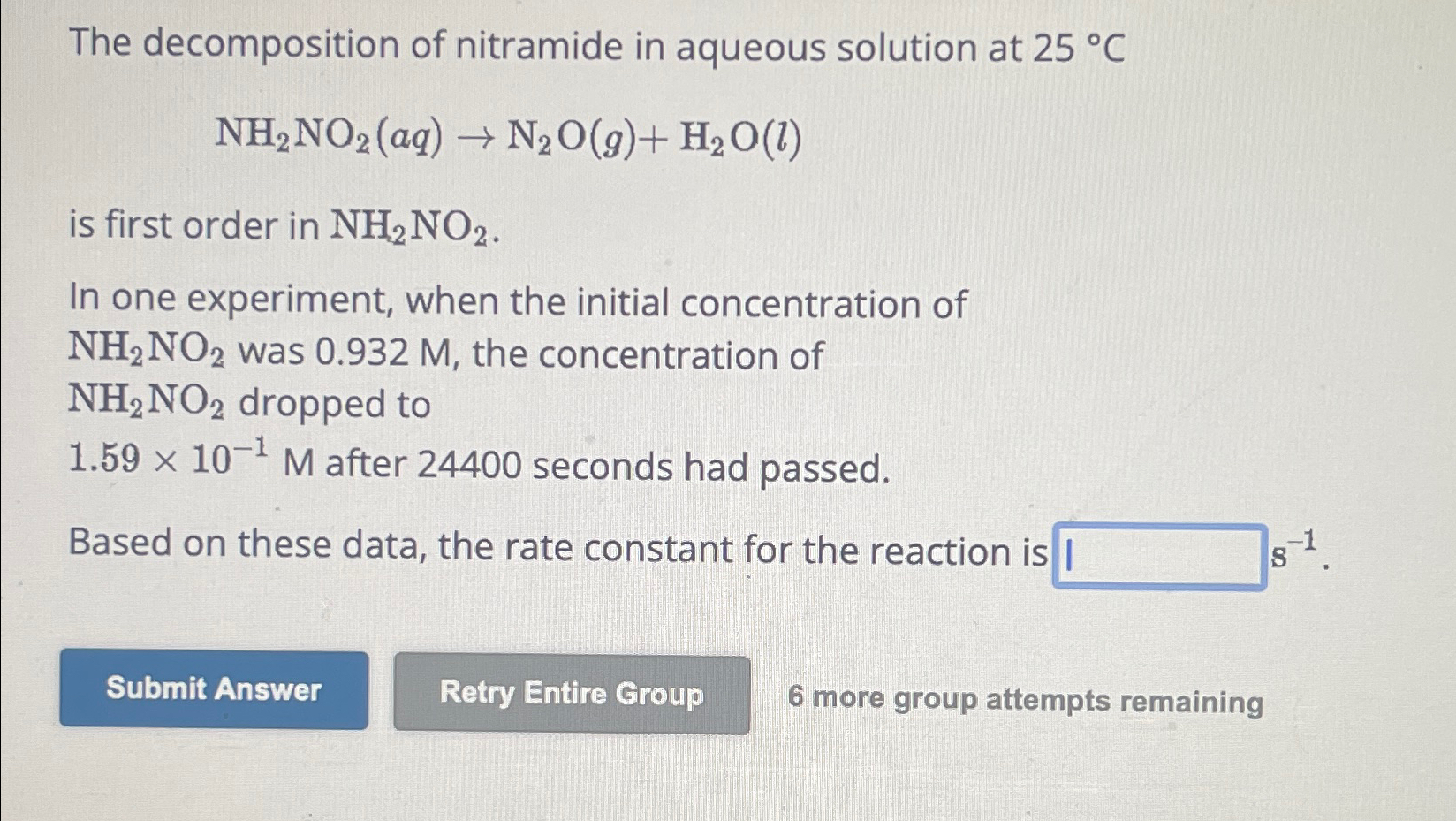 Solved The decomposition of nitramide in aqueous solution at | Chegg.com
