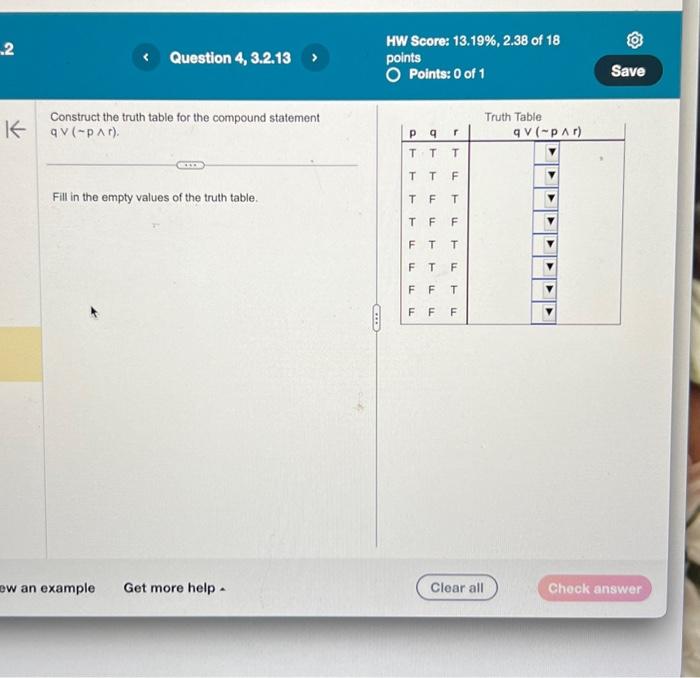Solved 2 K Question 4 3 2 13 Construct The Truth Table