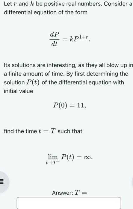 Solved 2.Let r and k be positive real numbers. Consider a | Chegg.com