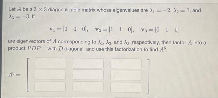 Solved Let A be a 3×3 diagonalizable matrix whose | Chegg.com