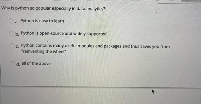 Solved What is NumPy used for? a. to perform complex | Chegg.com