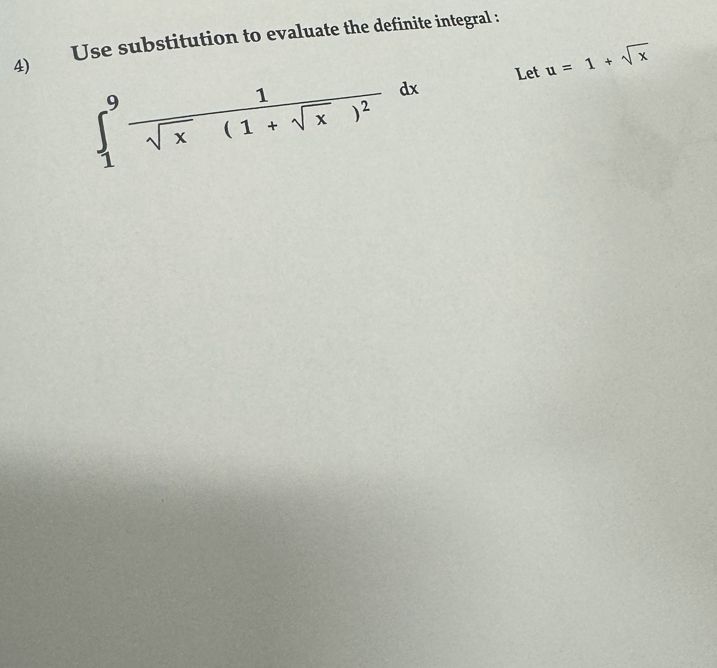 Solved Use substitution to evaluate the definite | Chegg.com