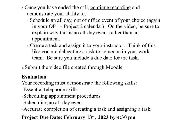 Office Procedures 1 Project 2 Value: 25% Getting | Chegg.com