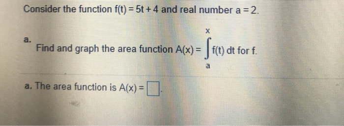 Solved Consider the function f(t) = 5t + 4 and real number a | Chegg.com