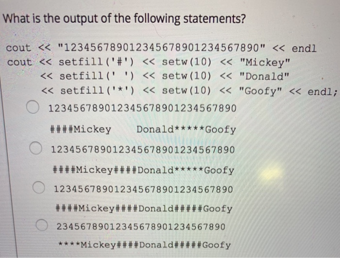 Solved What Is The Output Of The Following Statements Cout 0253