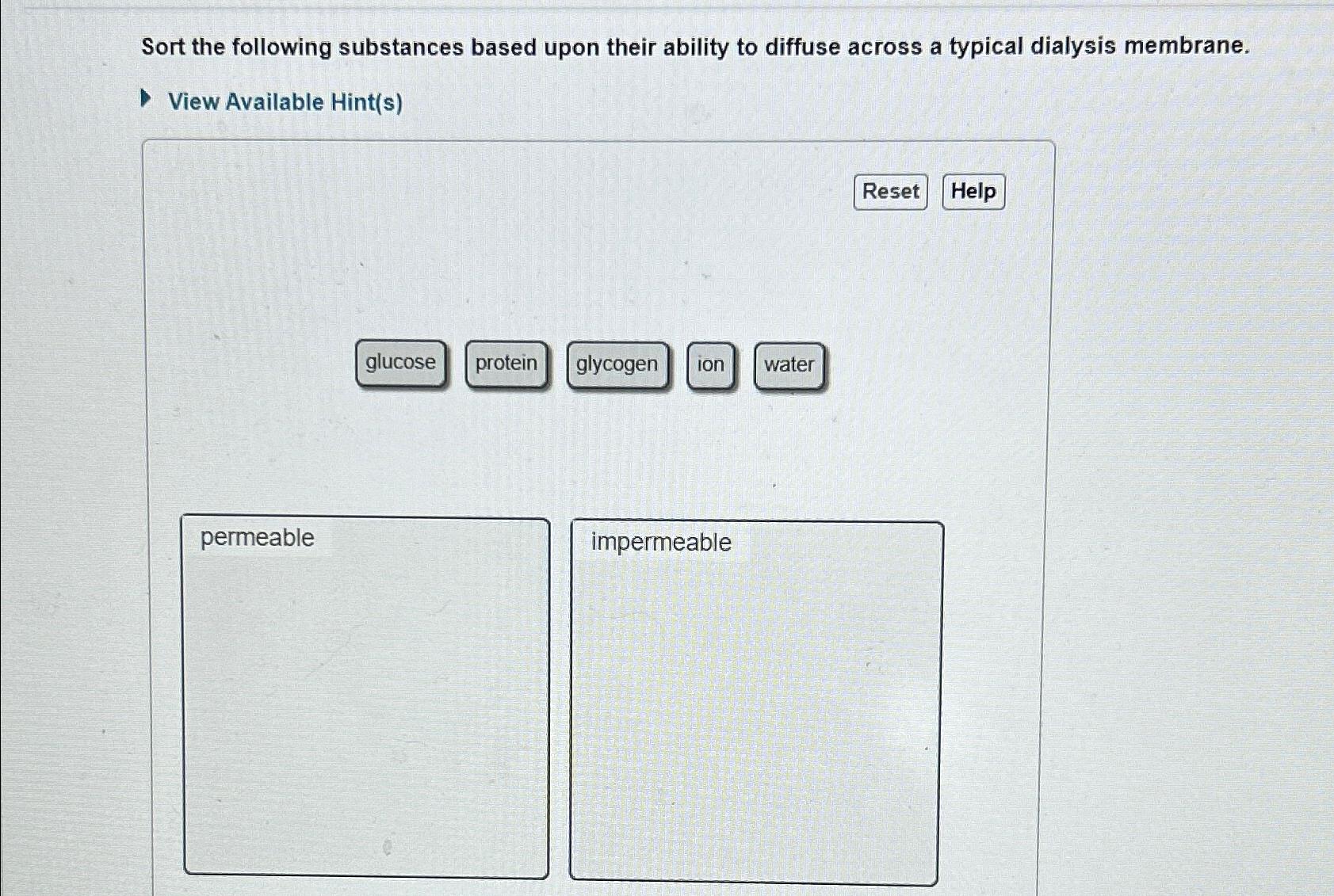 Solved Sort the following substances based upon their | Chegg.com