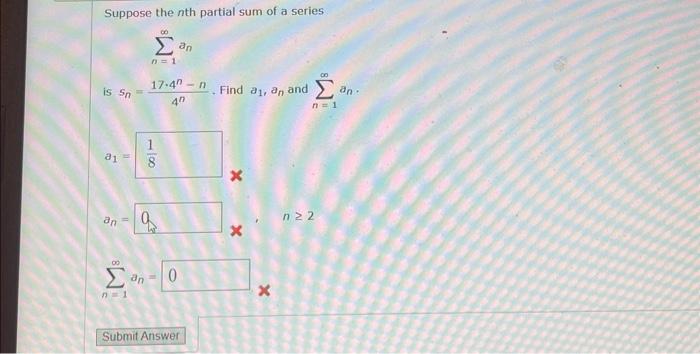 Solved Suppose the nth partial sum of a series ∑n=1∞an is | Chegg.com