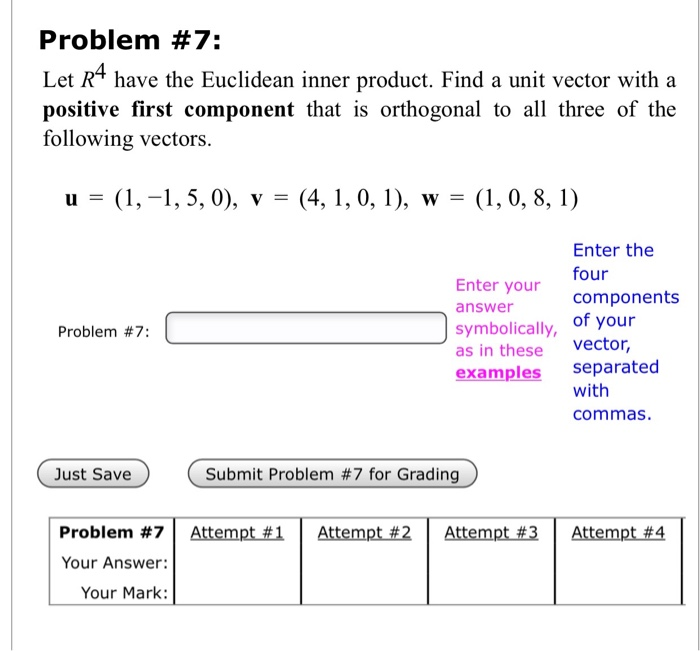 Solved Problem #7: Let R4 have the Euclidean inner product. | Chegg.com