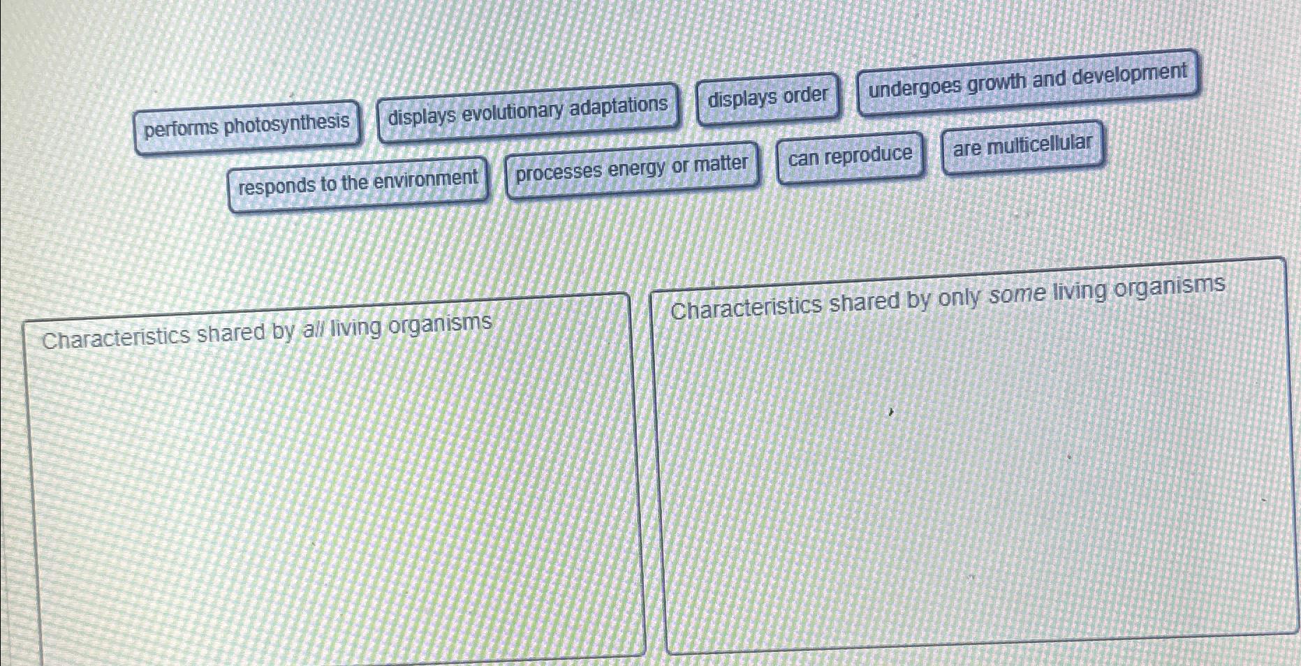 Solved Characteristics shared by all living | Chegg.com