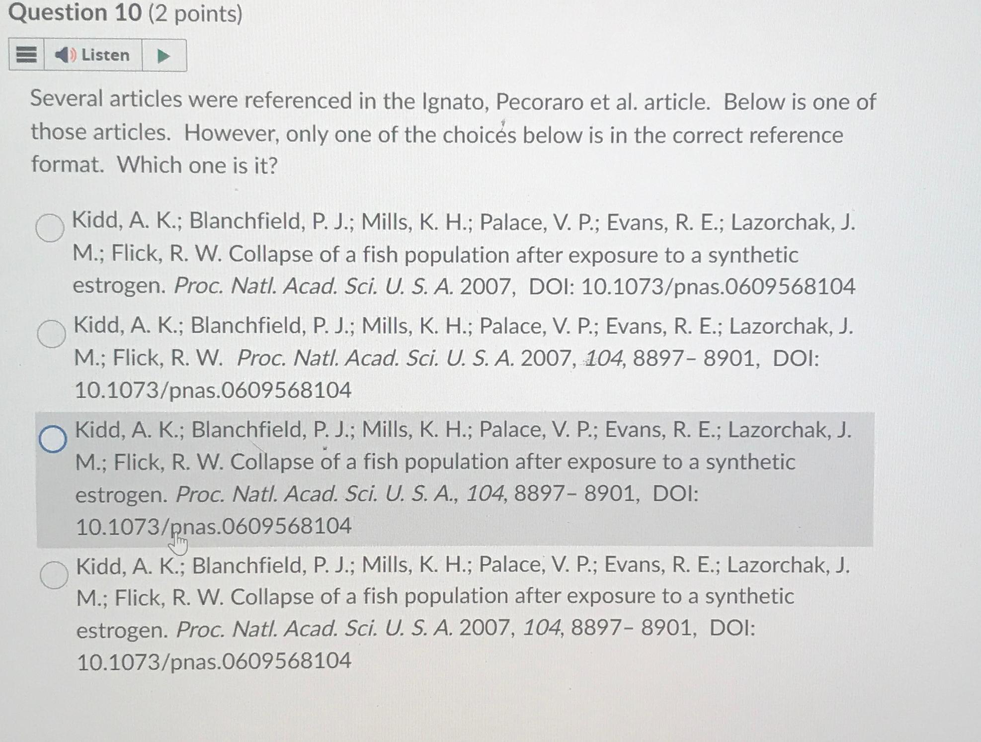 Solved Question 10 (2 ﻿points)ListenSeveral articles were | Chegg.com