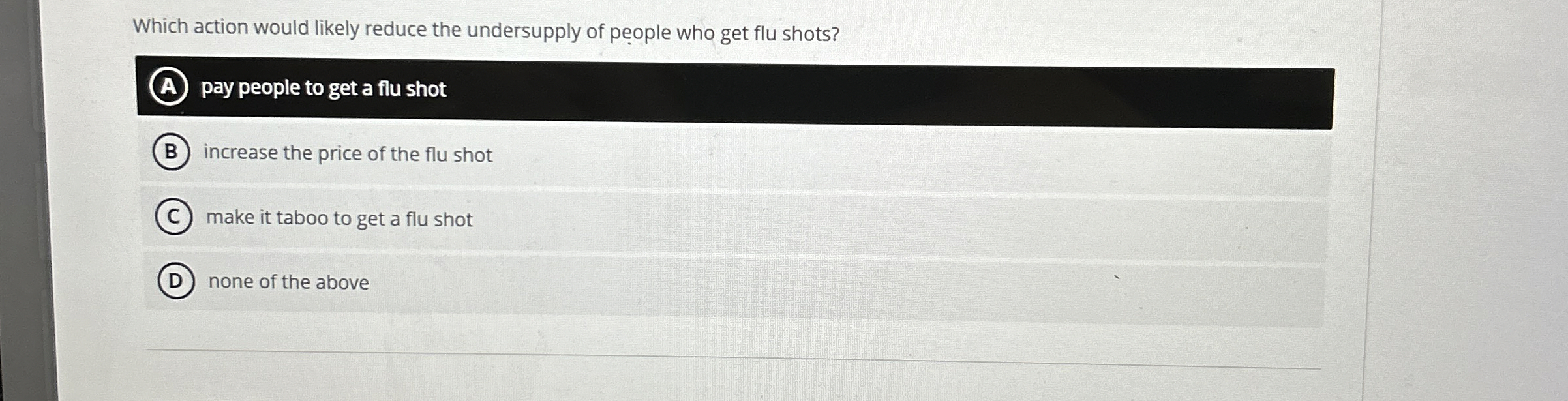 Solved Which action would likely reduce the undersupply of | Chegg.com