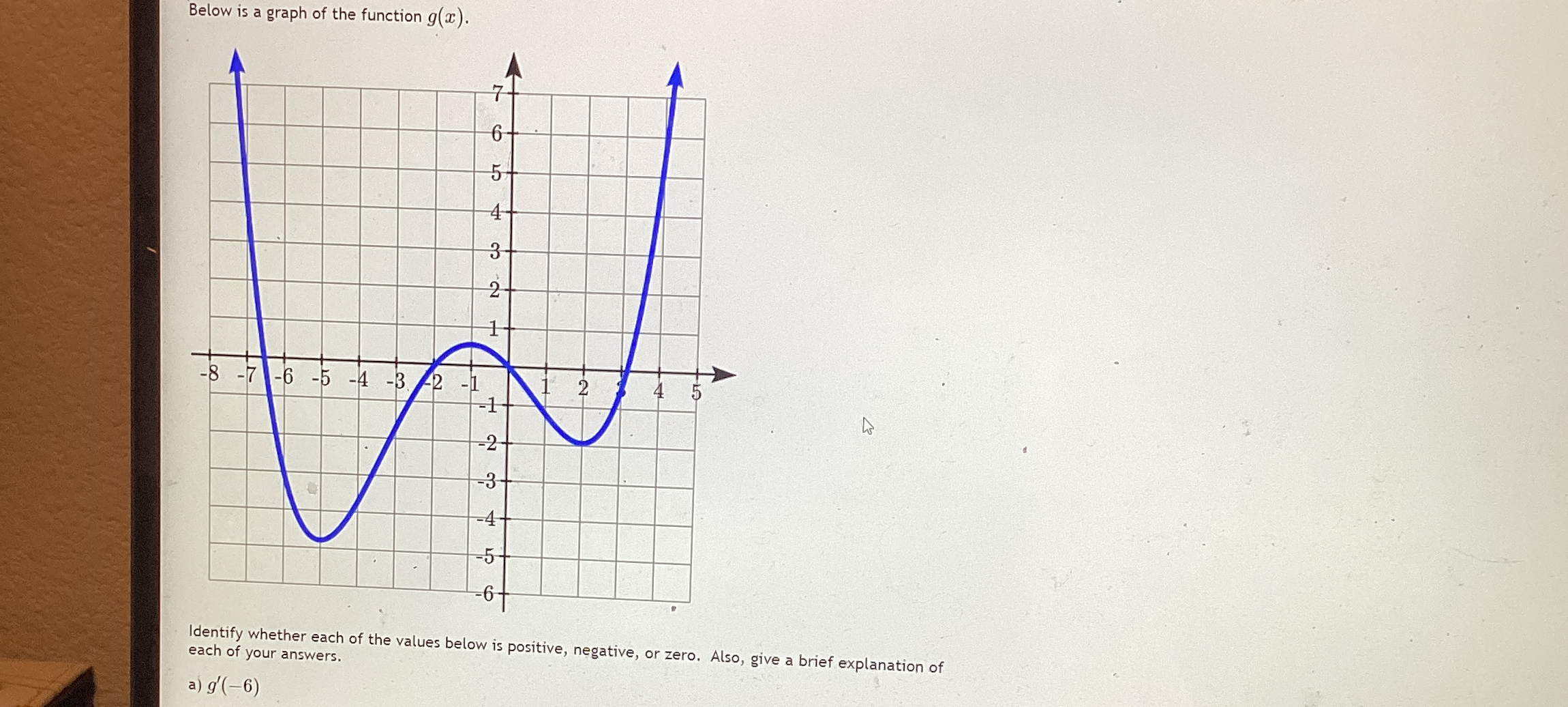 Solved Below is a graph of the function g(x).Identify | Chegg.com