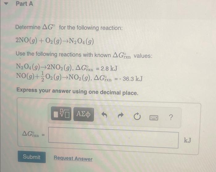 Solved Determine ΔG∘ for the following reaction: | Chegg.com