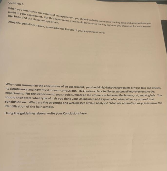 Solved 1, using the guidelines above, summarize the results | Chegg.com