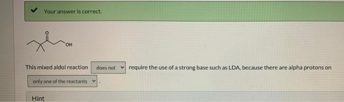 Solved Your answer is correct. OH This mixed aldol reaction | Chegg.com