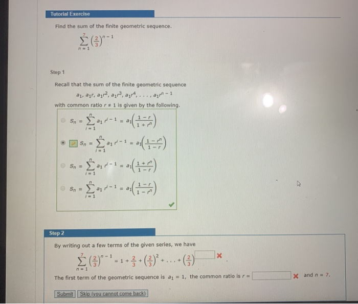 Solved Tutorial Exercise Find the sum of the finite | Chegg.com
