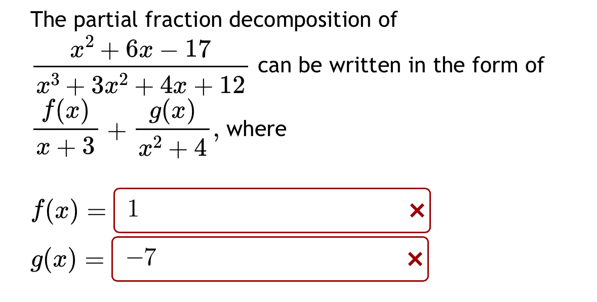 Solved The partial fraction decomposition of | Chegg.com