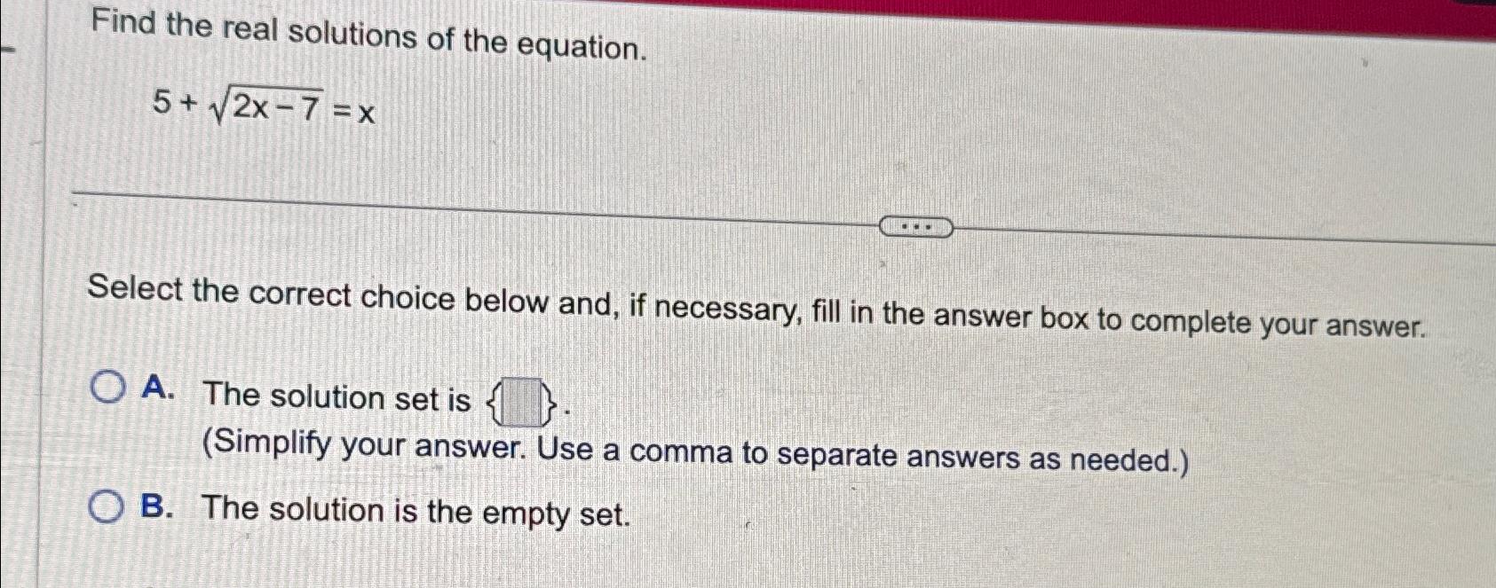 Solved Find the real solutions of the | Chegg.com