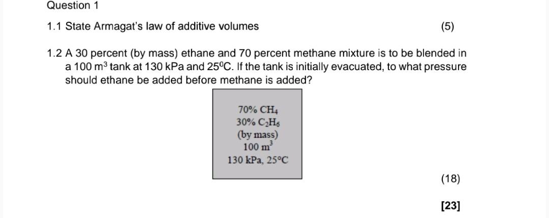 Solved 1.1 State Armagat's law of additive volumes 1.2 A 30 | Chegg.com