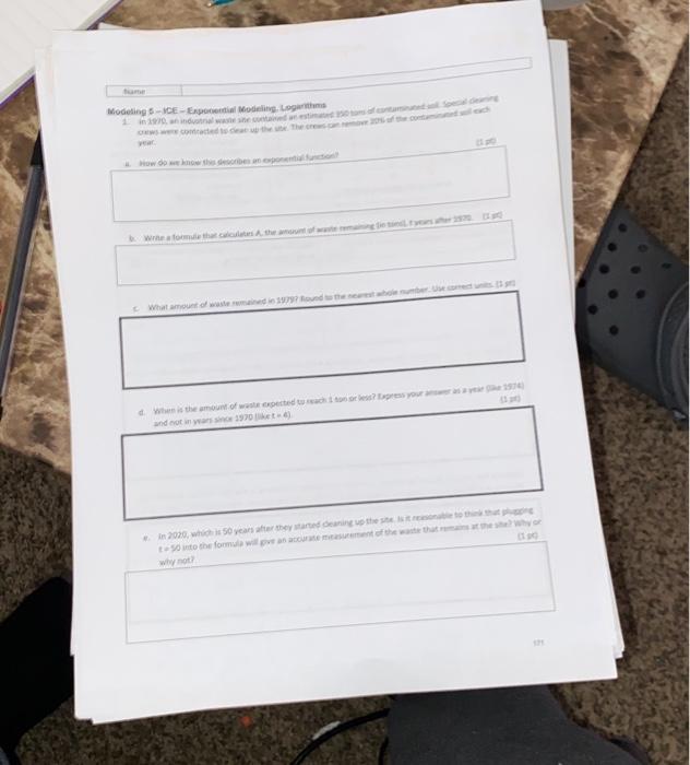 Solved Modeling - ICEER Modeling Logarithms 1970. ... உலயை | Chegg.com